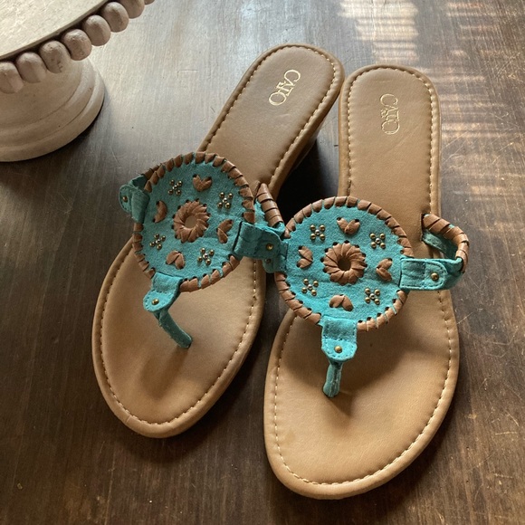 Cato | Shoes | Turquoise Wedge Sandals | Poshmark